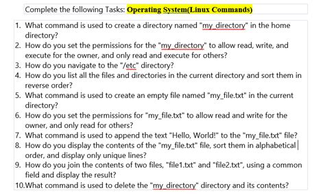 Solved Complete The Following Tasks Operating System Linux Chegg