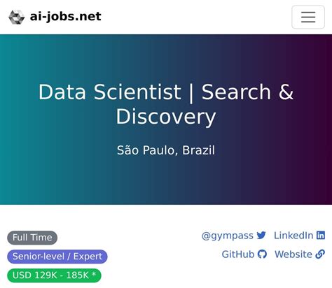 Hiring Data Scientist Search And Discovery In São Paulo Brazil R