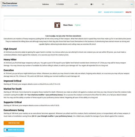Fighter Subclass The Executioner Update R Dndhomebrew