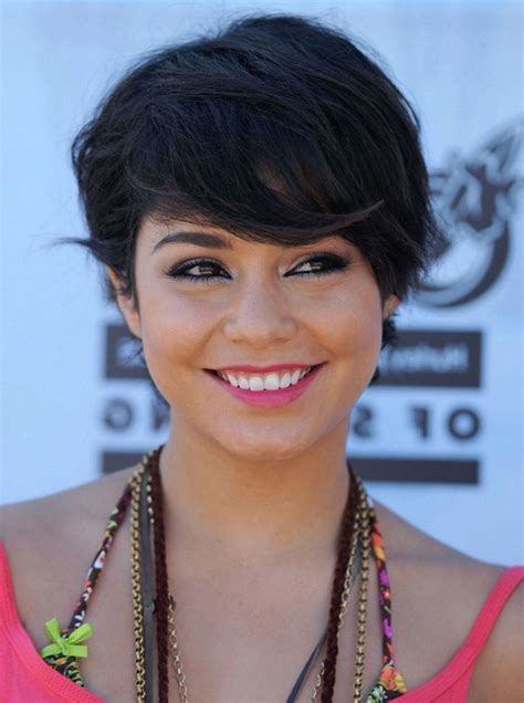 Vanessa Hudgens Cute Layered Short Black Straight Hairstyle For Summer