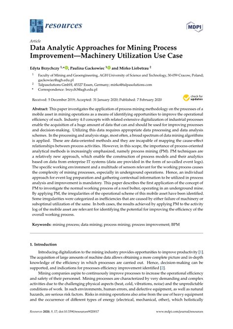 Pdf Data Analytic Approaches For Mining Process Improvement—machinery