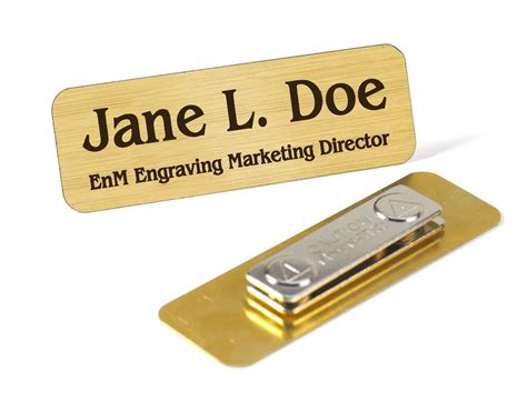 Rectangular Custom Engraved Brass Name Badge Enm Engraving