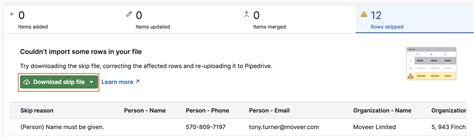 Importing Errors And Skip Files Knowledge Base Pipedrive