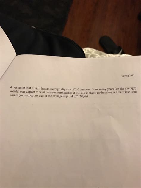 Solved Assume That A Fault Has An Average Slip Rate Of Chegg Com