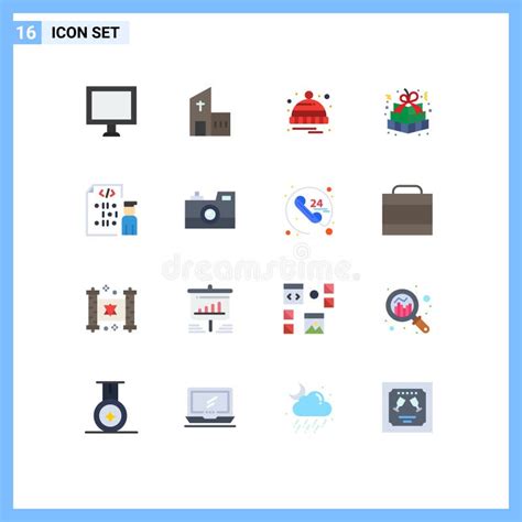 Modern Set Of 16 Flat Colors And Symbols Such As Coding T Box Cold
