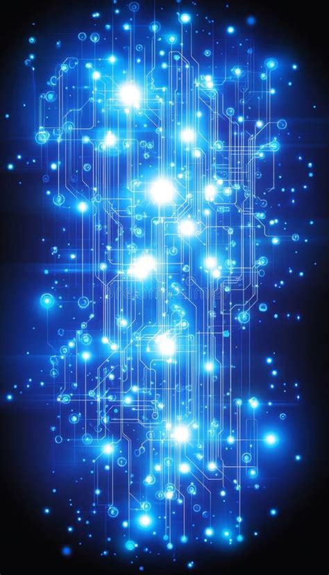 Abstract Background With Glowing Blue Circuit Design Elements On A Dark Blue Technology