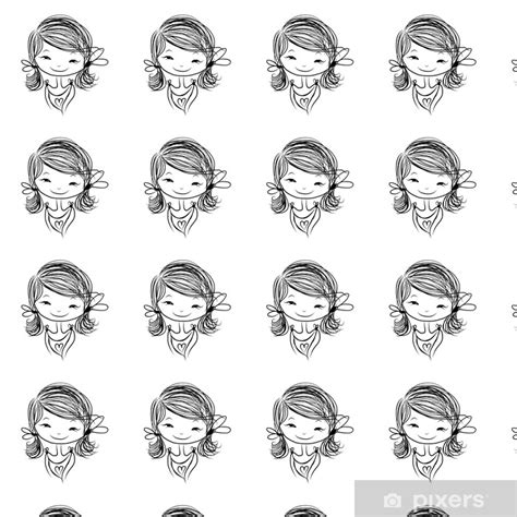 Papel Pintado Linda Niña Sonriente Boceto De Su Diseño Pixers Es