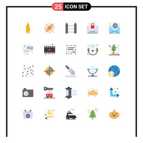 25 Thematic Vector Flat Colors And Editable Symbols Of Email Envelope Barbed Email Wire Editable