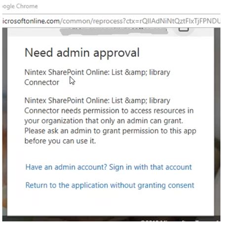 office 365 admin approval required when creating a connection via connection manager community