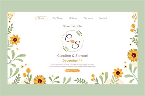 결혼 및 결혼 방문 페이지 템플릿 무료 벡터