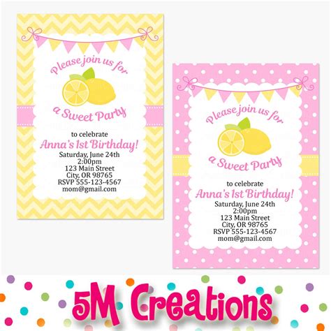 Lemonade Birthday Party Invitations Pink Lemonade Party Invite
