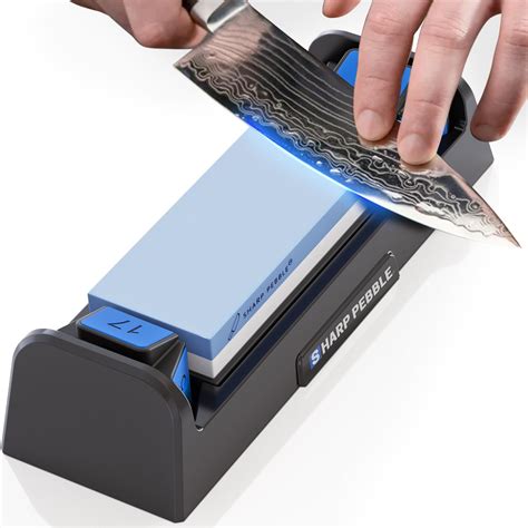 Sharp Pebble Knife Sharpening Stone Kit Grit 1000 6000 Wet Stone Built In Angle Guides 15 17 20
