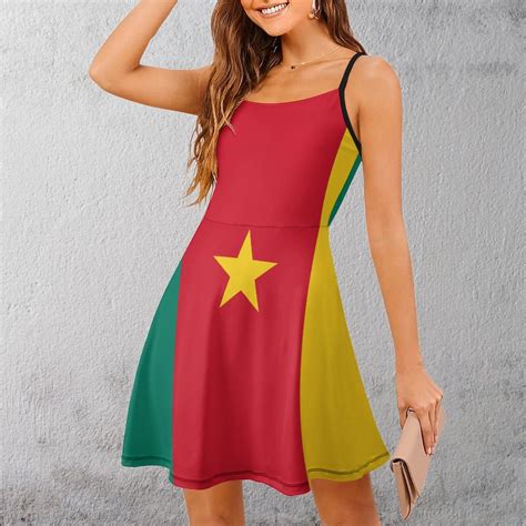 Cameroon Flag Mini Skirt Cameroun Dress Womens Sling Dress Geeky