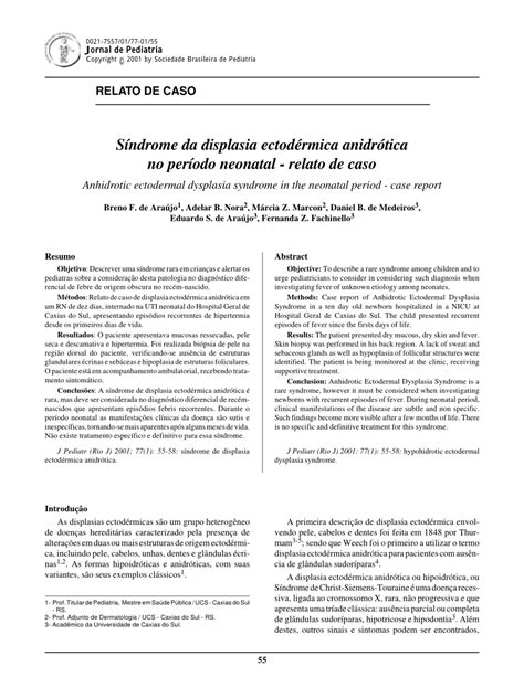 Pdf [anhidrotic Ectodermal Dysplasia Syndrome In The Neonatal Period Case Report]