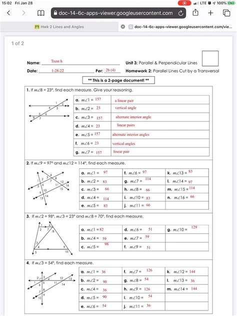 Parallel Lines And Transversals With Algebra Homework 1 28 22 Video