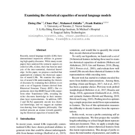 Examining The Rhetorical Capacities Of Neural Language Models Acl