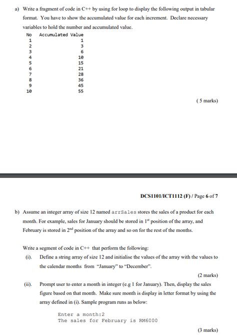 Solved A Write A Fragment Of Code In C By Using For Loop
