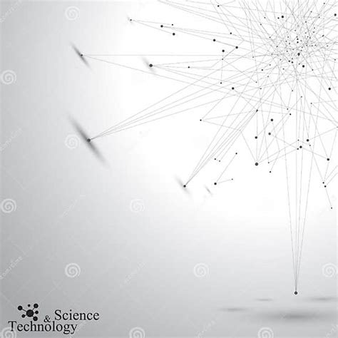 Geometric Abstract Form With Connected Lines And Dots Tecnology Gray Background For Your Design
