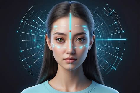 3d Face Recognition Illustration With Cross Mark Rejected Concept Of