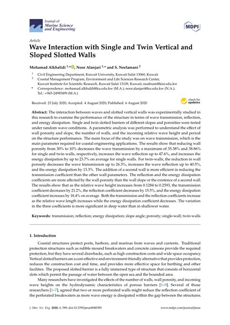 Pdf Wave Interaction With Single And Twin Vertical And Sloped Slotted Walls