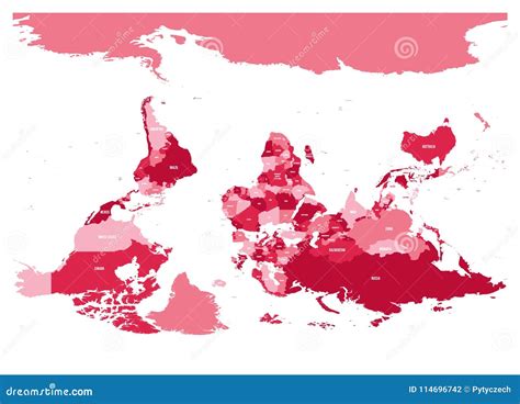 Reversed Or Upside Down Political Map Of World South Up Orientation