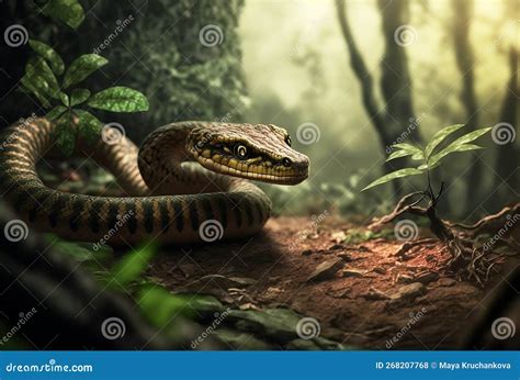 Closeup Portrait Of Attacking Cobra In Jungle Stock Illustration Illustration Of Generated