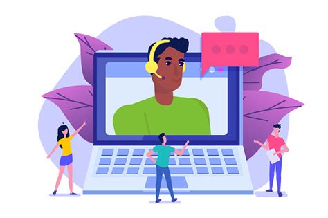 헬프 데스크 콜 센터 컨설턴트 아바타 고객 관리 개념 라이브 채팅 연산자 온라인 고객 지원 서비스 도우미 벡터 일러스트레이션