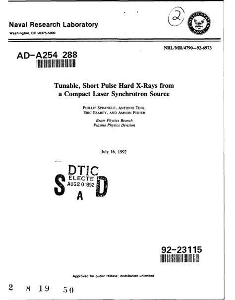 Pdf Laser Synchrotron Radiation As A Compact Source Of Tunable Short Pulse Hard X Rays