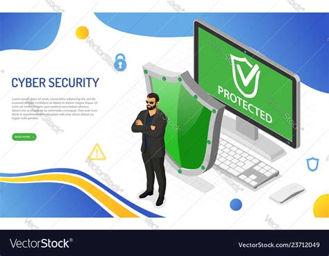 Cyber Security Isometric Concept Royalty Free Vector Image
