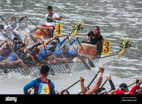 Manila Philippines 22nd Jan 2023 Rowing Teams Participate In A