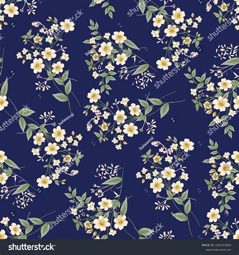 Small Flower Seamless Pattern On Navy Stock Vector Royalty Free 2201253859 Shutterstock