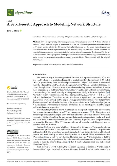 Pdf A Set Theoretic Approach To Modeling Network Structure