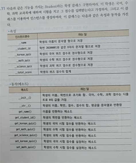 파이썬 클래스 문제 지식in