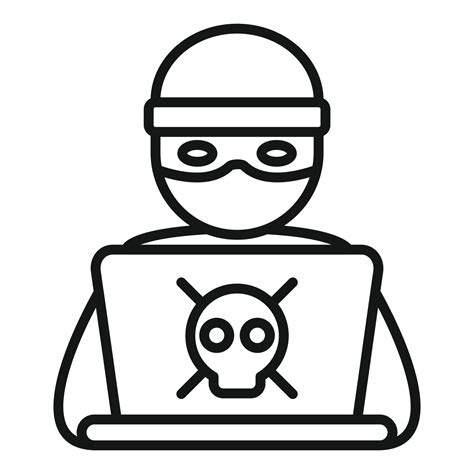 Hacker Working Icon Outline Vector Online Report Vector Art At Vecteezy