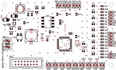 Placement Of Components Of Radio Elements Contact Pads And Seats On