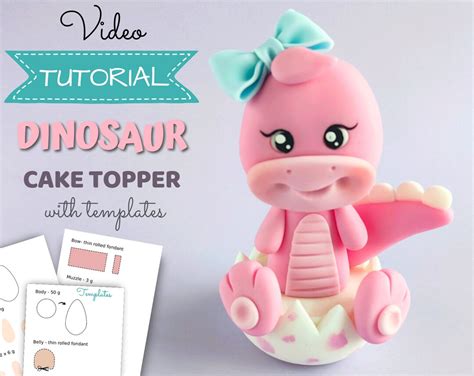 Dinosaur In An Egg Cake Topper Video Tutorial With Templates Etsy