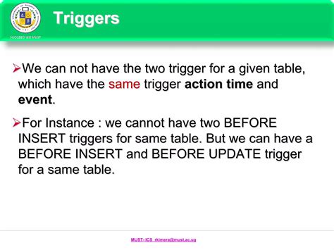 Using Triggers In My Sql Database Pptx