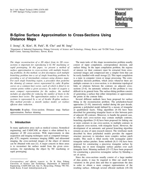 Pdf B Spline Surface Approximation To Cross Sections Using Distance Maps