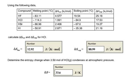 solved using the following data calculate delta s fus and
