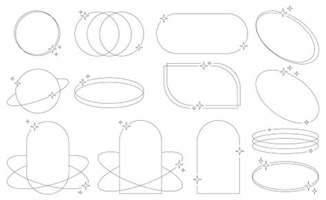 기하학적 미적 추상 라인 프레임과 별 보헤미안 브루탈리즘 Y2k 스타일이 있는 모양 세트 템플릿 디자인 소셜 미디어 포스터 배너