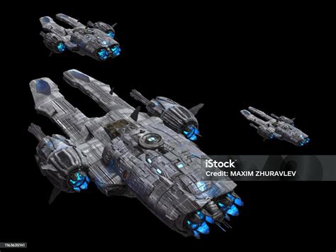검은 색 배경 3d 그림에 고립 된 우주선 우주에 대한 스톡 사진 및 기타 이미지 우주 전투 3차원 형태 Istock