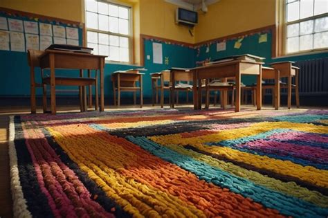 Classroom With Colorful Rugs Premium Ai Generated Image
