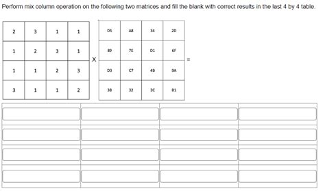 Solved Perform Mix Column Operation On The Following Two