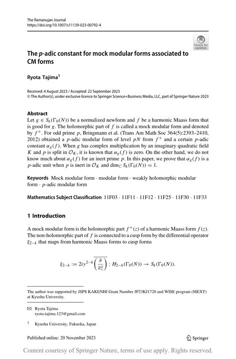 The P Adic Constant For Mock Modular Forms Associated To Cm Forms
