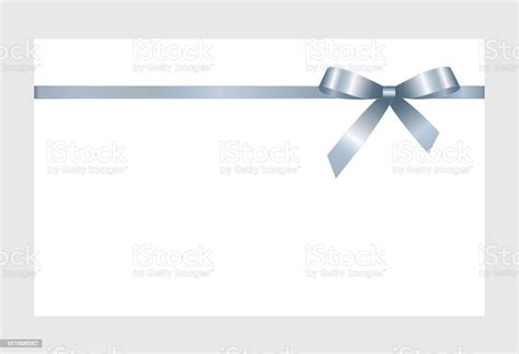 초대장 인사말 또는 선물 카드와 함께 블루 리본 및 A에 활 흰색 배경 선물 상품권 템플릿 텍스트에 대 한 장소입니다 공단에 대한 스톡 벡터 아트 및 기타 이미지 Istock