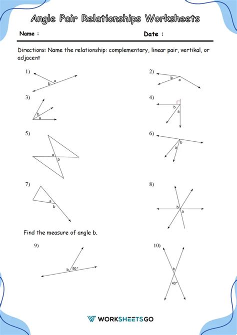 Angle Pair Relationships Worksheets Worksheetsgo
