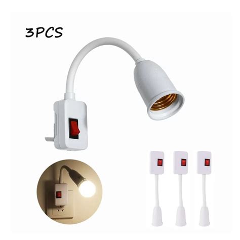 Junwell 3 Pack Plug In Light Sockete27 Light Bulb Socket Adapter Lamp