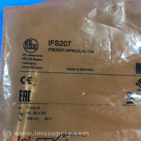 Ifm Ifs207 Inductive Sensor Ims Supply