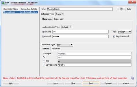 oracle sqldeveloper connected to xepdb1 from sql developer stack