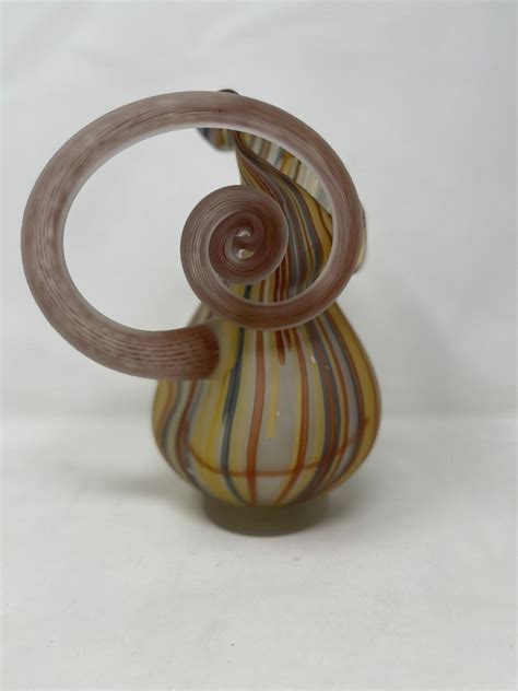 Newt Grover Art Glass Pitcher Signed EstateSales Org